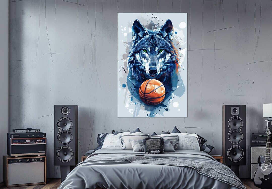 Basketball Team Wolf Wall Art Sports Print NBA Basketball Canvas Print ...