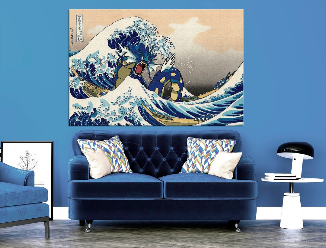 The Great Wave off Kanagawa Wall Art Gyarados Art Large Canvas Art ...