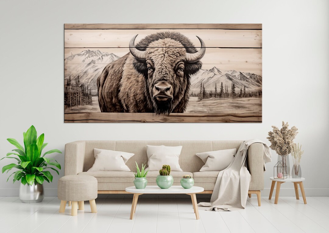 American Buffalo Canvas Print Bison Wall Art Rustic Wall Decor Buffalo ...