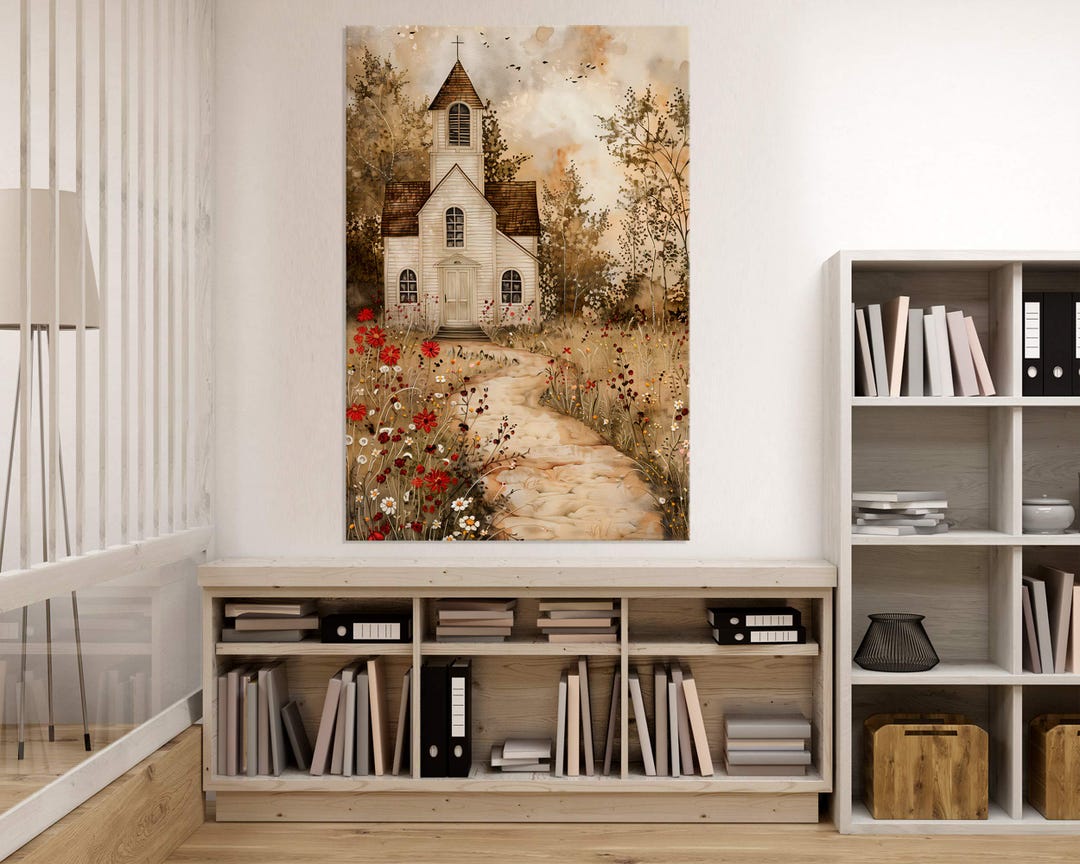 Vintage Church Canvas Wall Art Christian Print Cottagecore Decor - Etsy