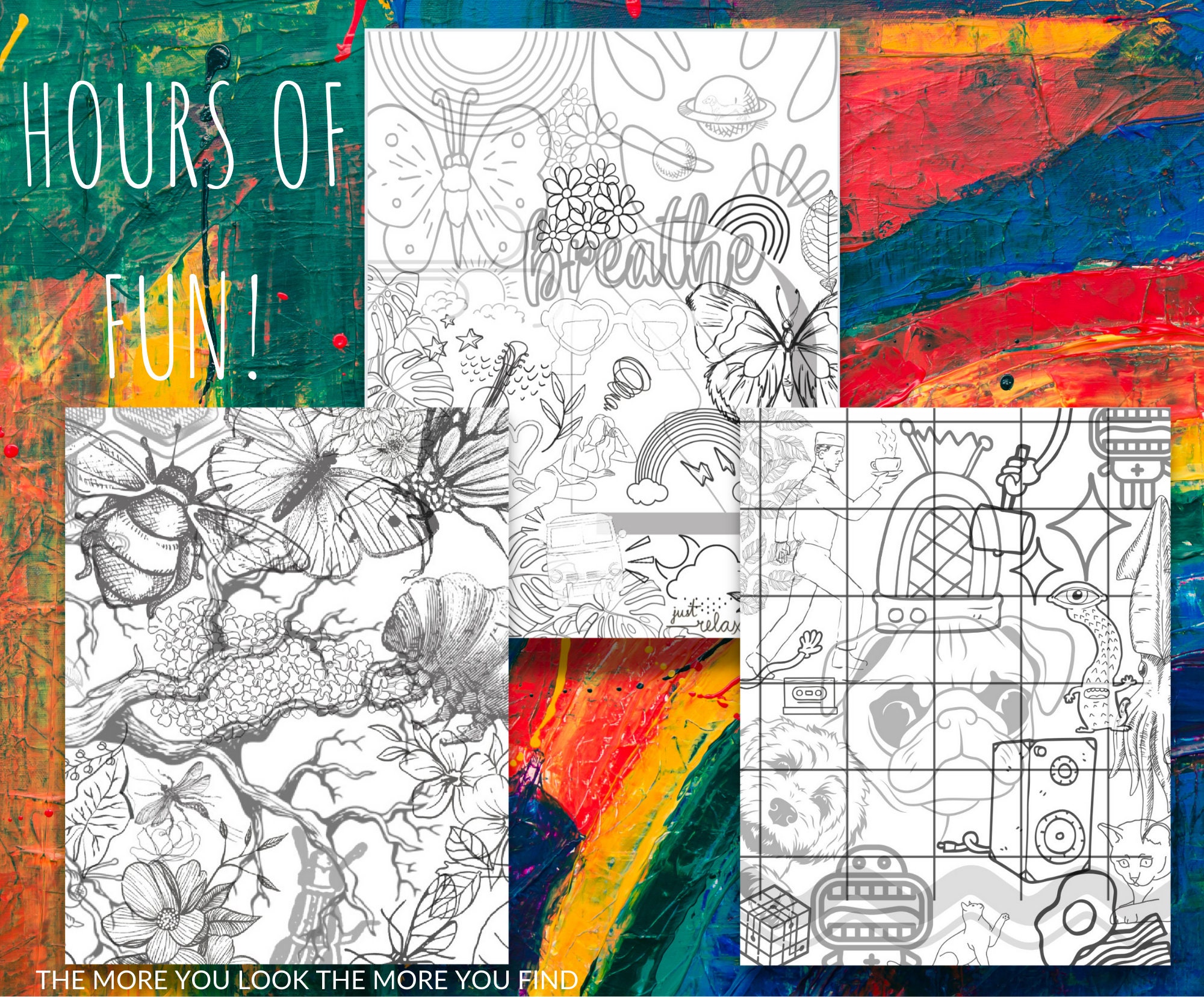 Adult Collage Colouring Pages Instant Download SALE - Etsy