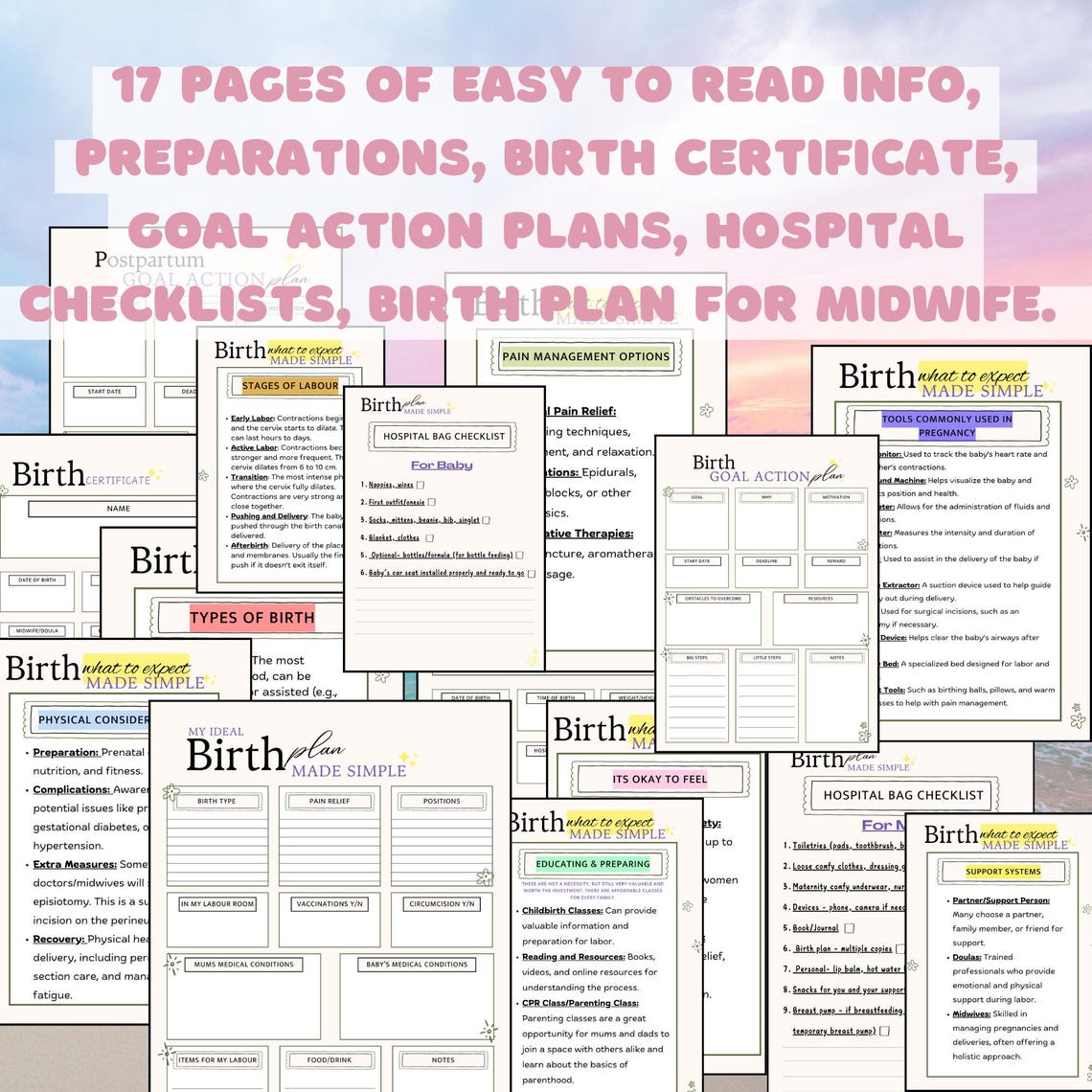 Birth Plan Made Simple Activity Sheets for Easy Learning About Basics ...
