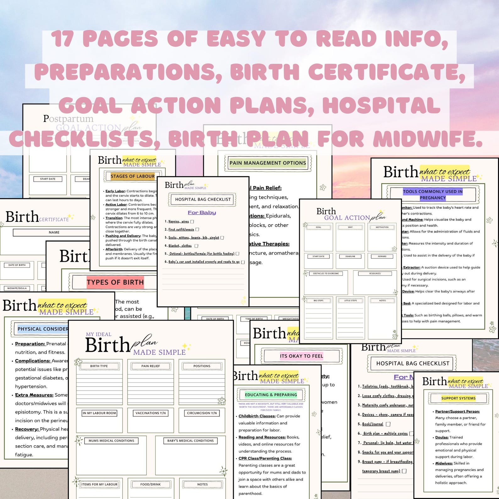 Birth Plan Made Simple Activity Sheets for Easy Learning About Basics ...
