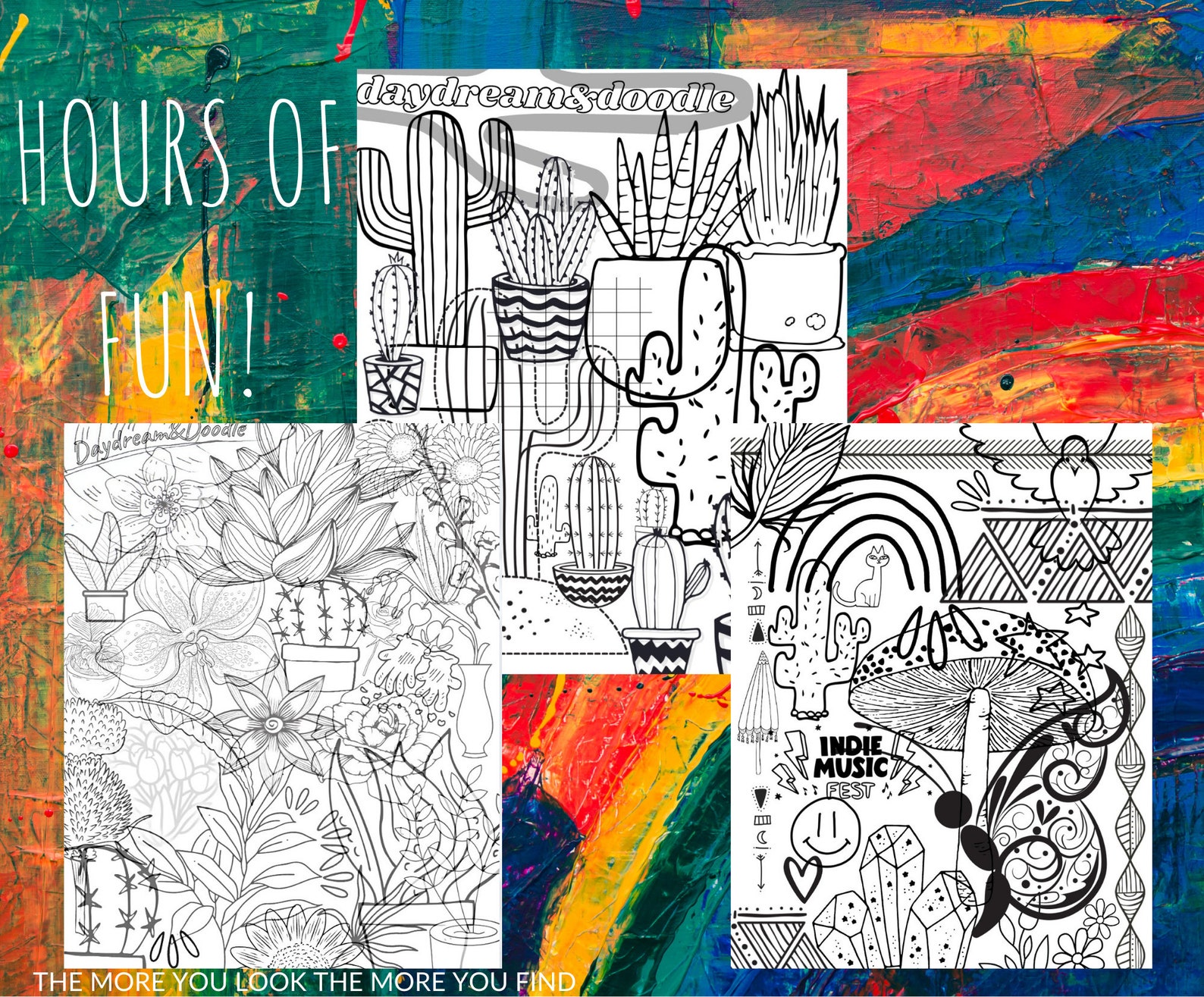 Adult Collage Colouring Pages Instant Download SALE - Etsy