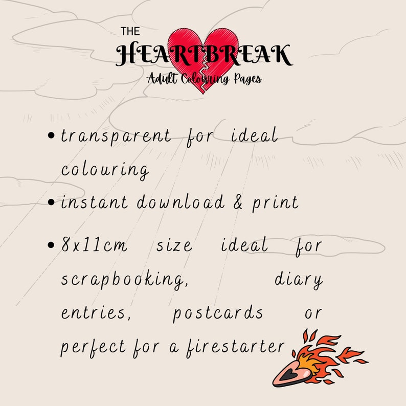 Heartbreak Coping Adult Colouring Pages Artist Paint Instant Download ...