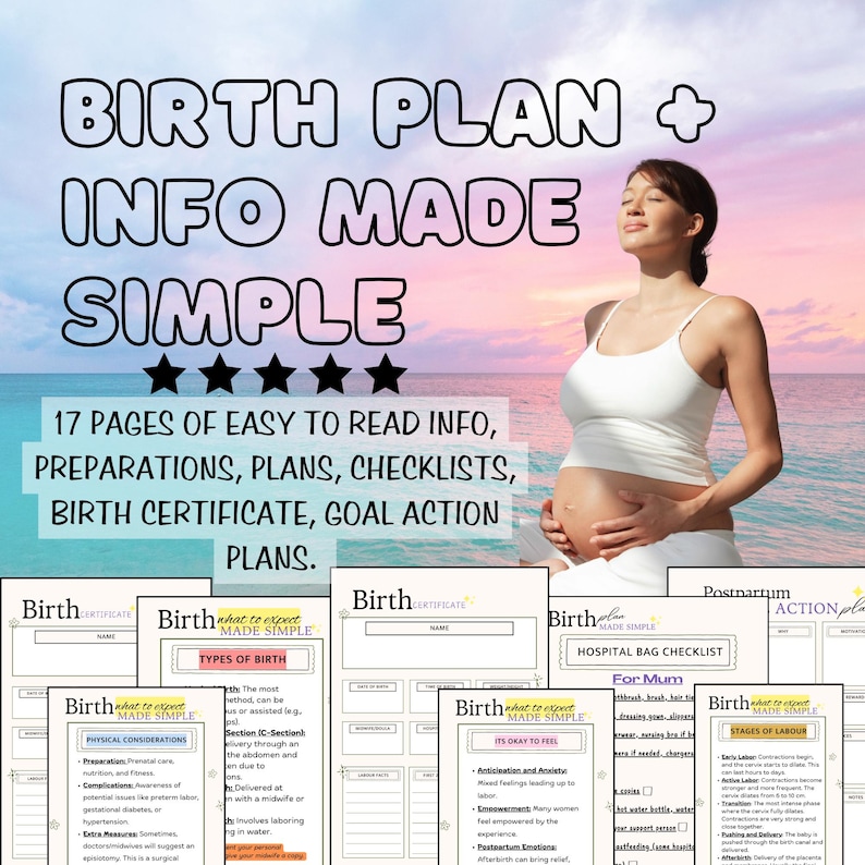 Birth Plan Made Simple Activity Sheets for Easy Learning About Basics ...