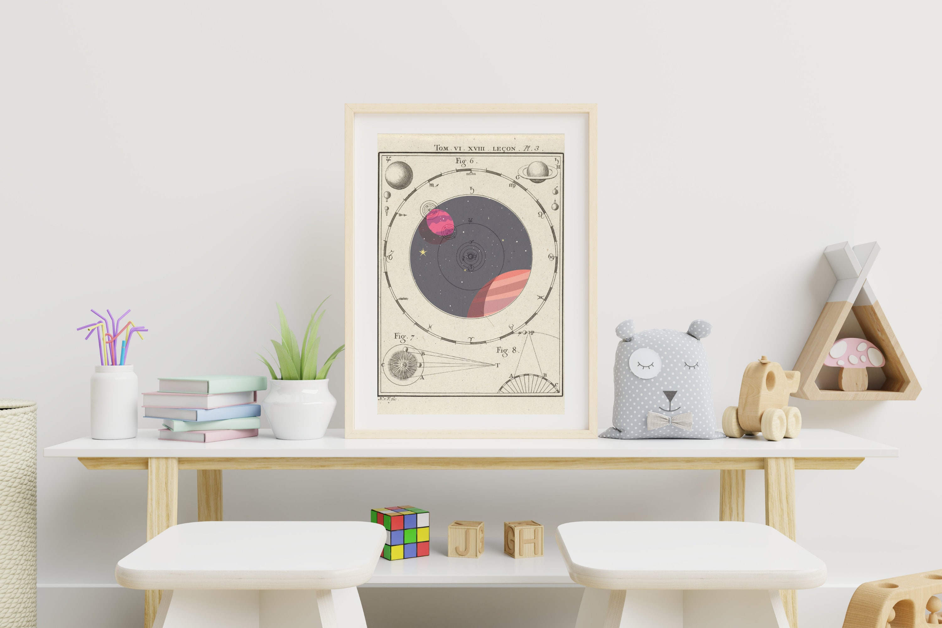 SOLAR MAP Printable Wall Art | Vintage Map Collage | Galaxy and Stars ...