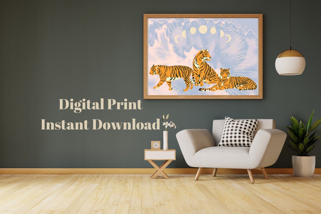 Moon TIGER COLLAGE PRINT | Collage Poster| Living Room Decor ...