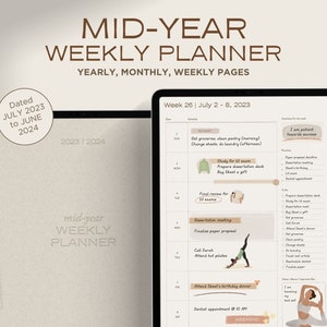 Weekly Digital Planner 2023 2024 Dated Mid Year Weekly, Monthly Pages ...