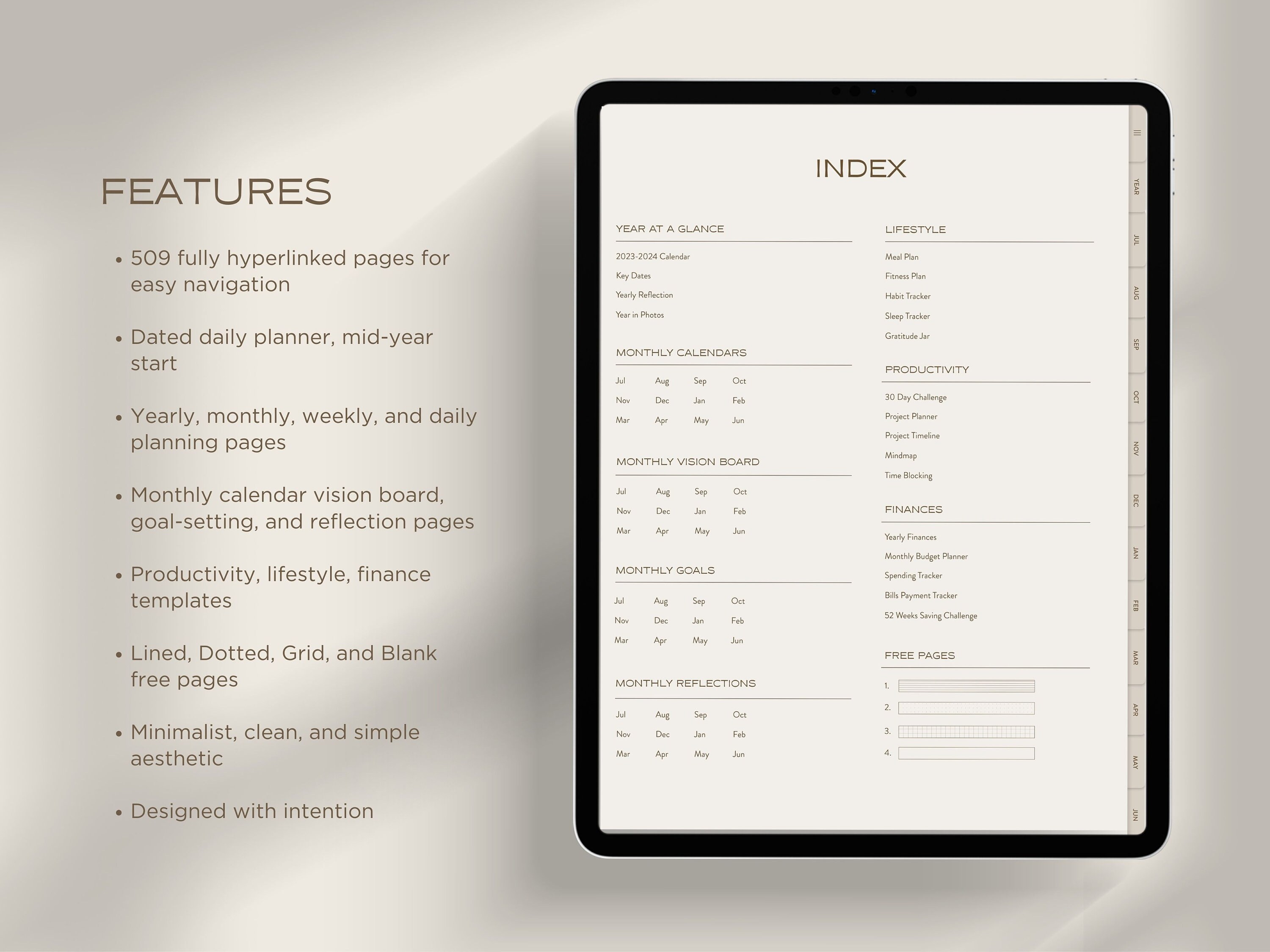 Digital Daily Planner Dated Mid Year Minimalist Digital Journal for ...