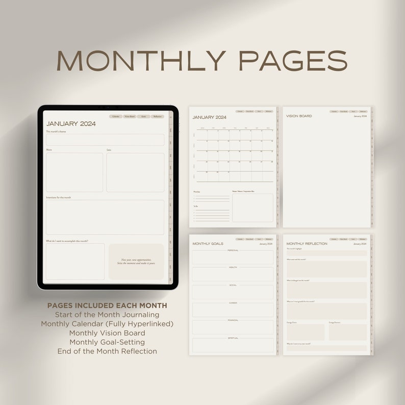 2024 Daily Digital Planner Yearly, Monthly, Weekly Pages iPad Journal ...