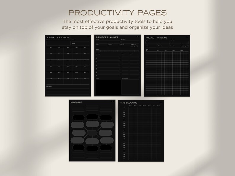 Dark Mode Digital Planner Minimalist Undated Planner for iPad Goodnotes ...