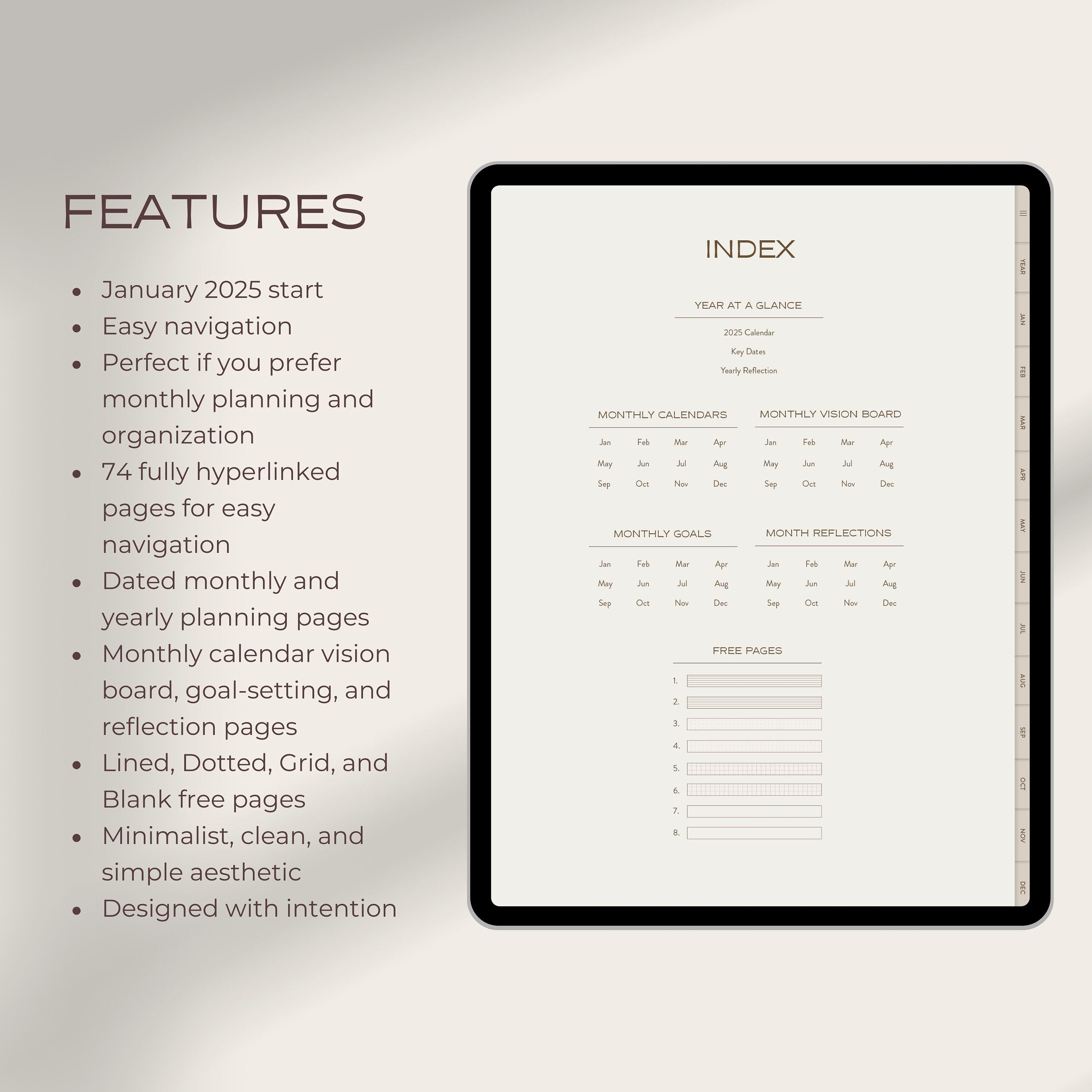 2025 Monthly Digital Planner | Dated Monthly Calendar Template for iPad ...