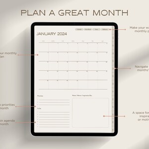 2024 Monthly Digital Planner Dated Monthly Calendar Template for iPad ...