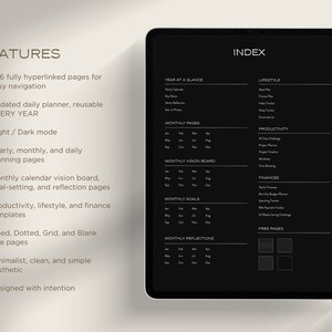 Dark Mode Digital Planner Minimalist Undated Planner for iPad Goodnotes ...