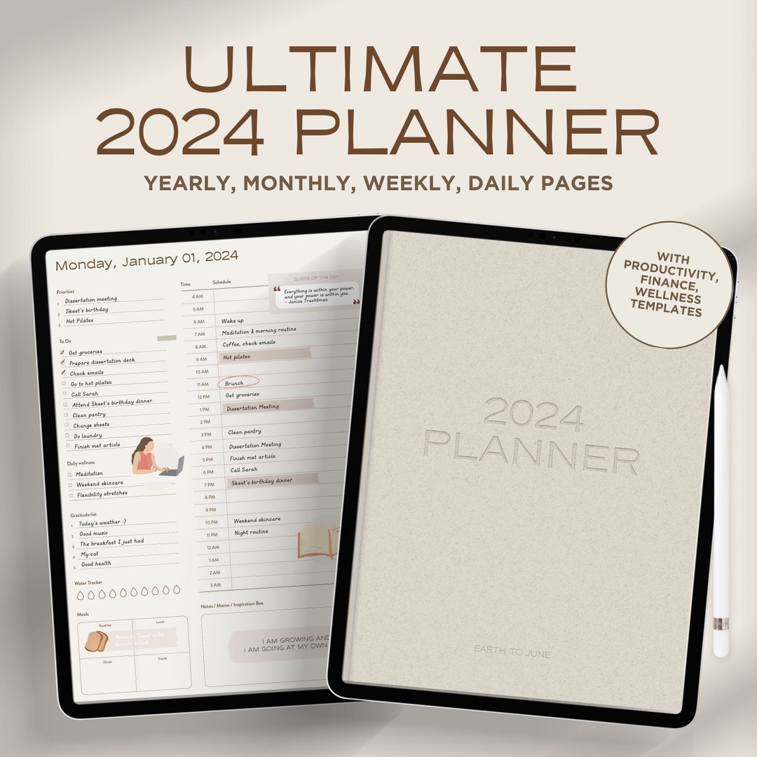 2024 Daily Digital Planner Yearly, Monthly, Weekly Pages iPad Journal ...