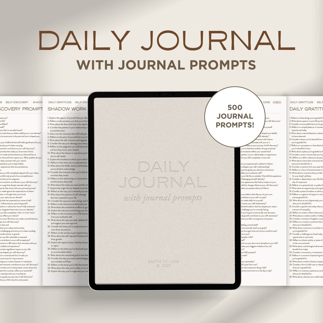 500 Journal Prompts Daily Digital Journal | 365 Daily Pages | One Page ...