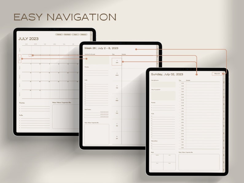 Digital Daily Planner Dated Mid Year Minimalist Digital Journal for ...
