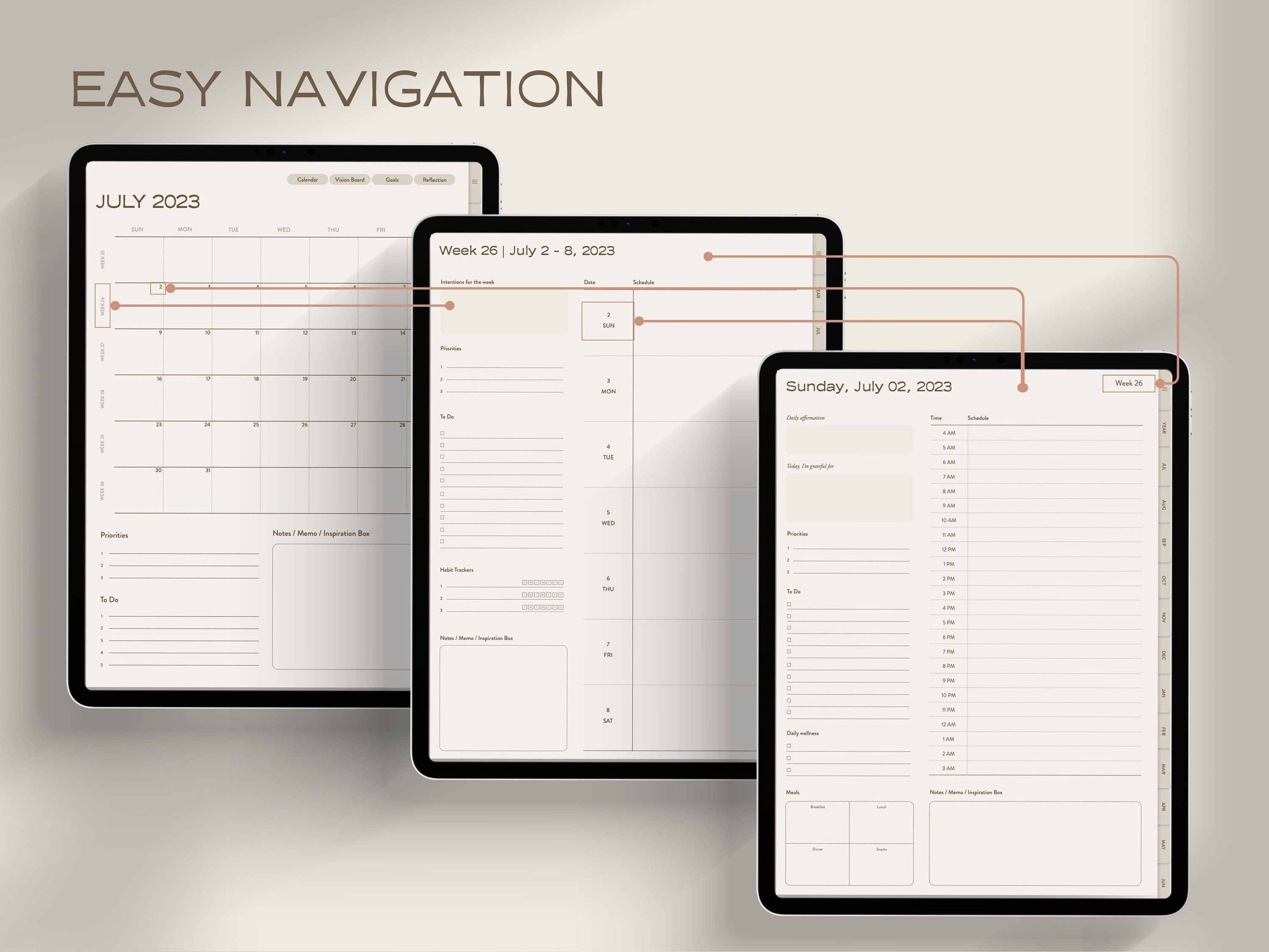 Digital Daily Planner Dated Mid Year Minimalist Digital Journal for ...