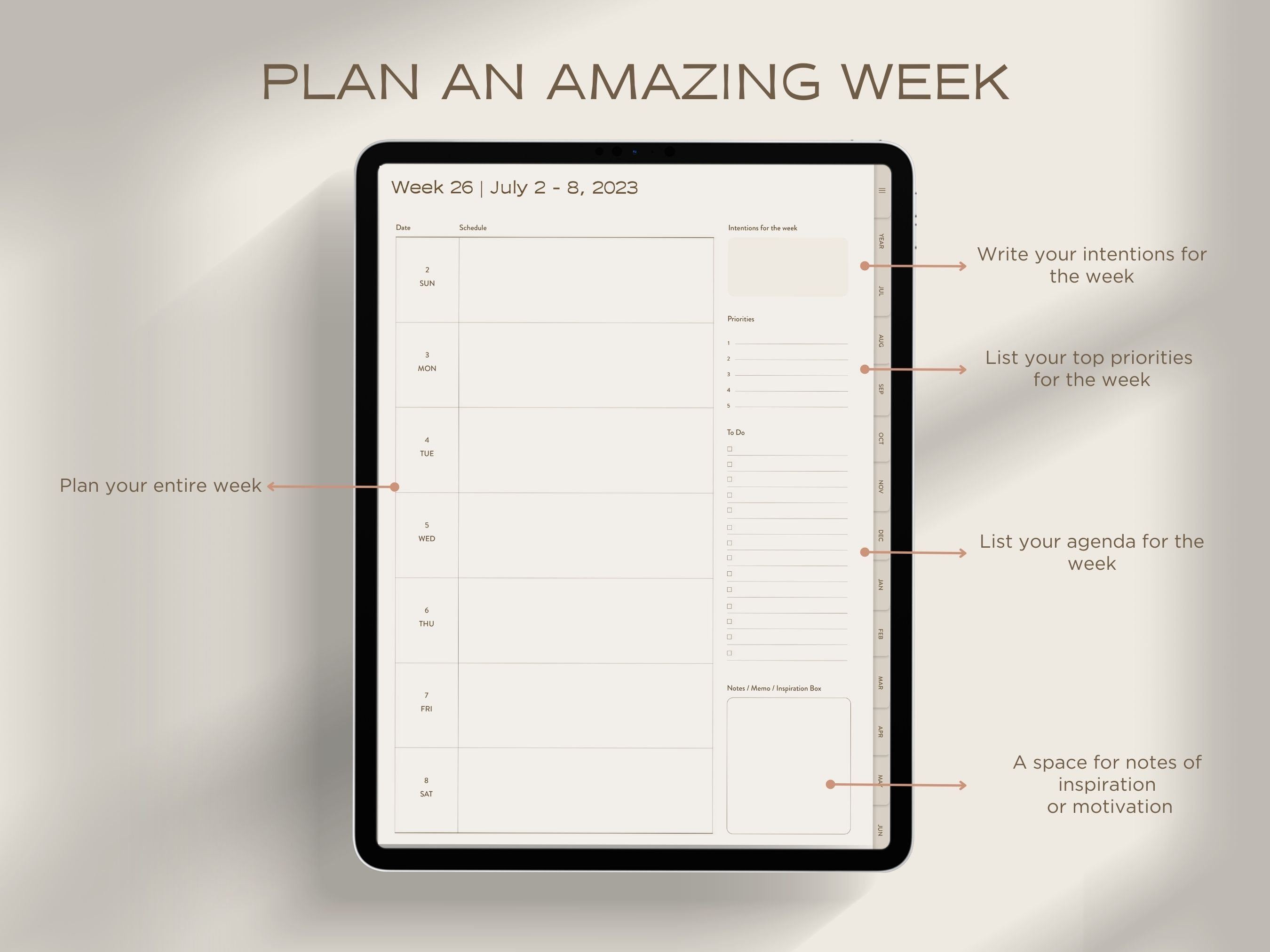Weekly Digital Planner 2023 2024 Dated Mid Year Weekly, Monthly Pages ...