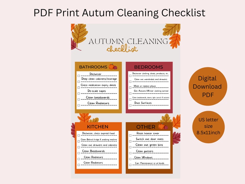 Autumn Cleaning Checklist Cleaning Checklist Digital - Etsy