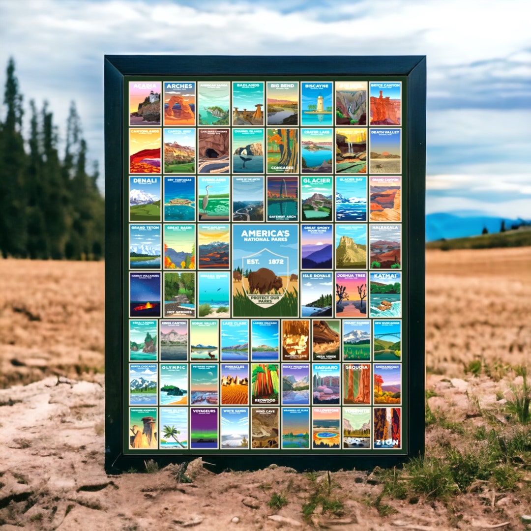 National Park Bucket List Poster | All 63 US National Parks - Etsy