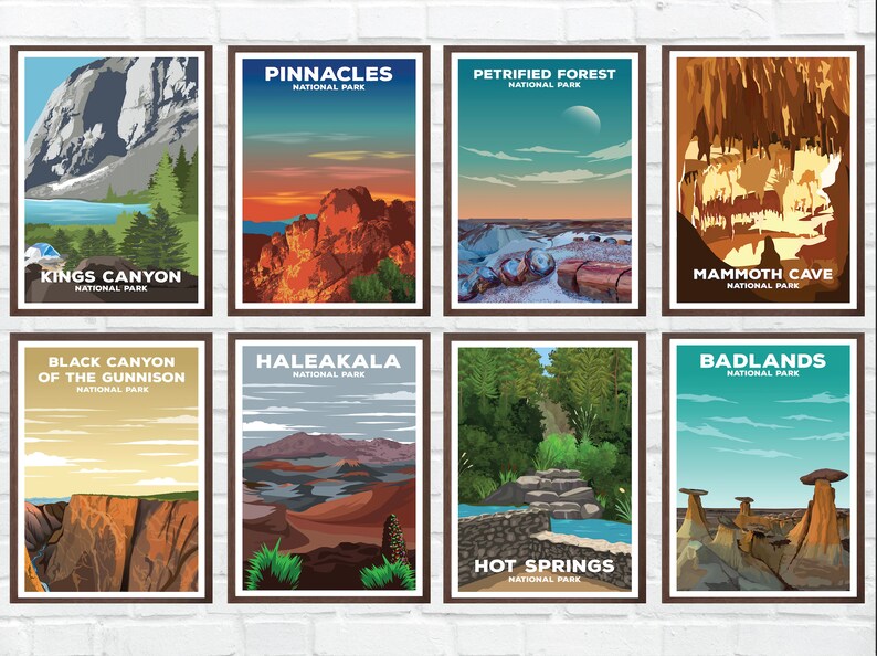 5 Poster Bundle Any 5 National Parks Posters Hiking Wall - Etsy