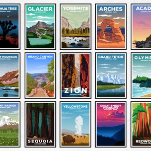 6 Poster Bundle - Any 6 National Parks Posters! Hiking Wall Art ...