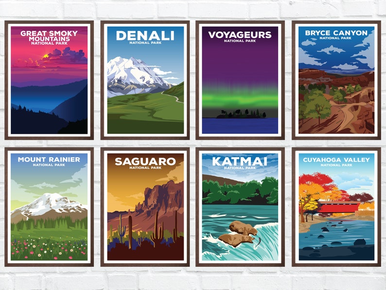 6 Poster Bundle Any 6 National Parks Posters Hiking Wall - Etsy