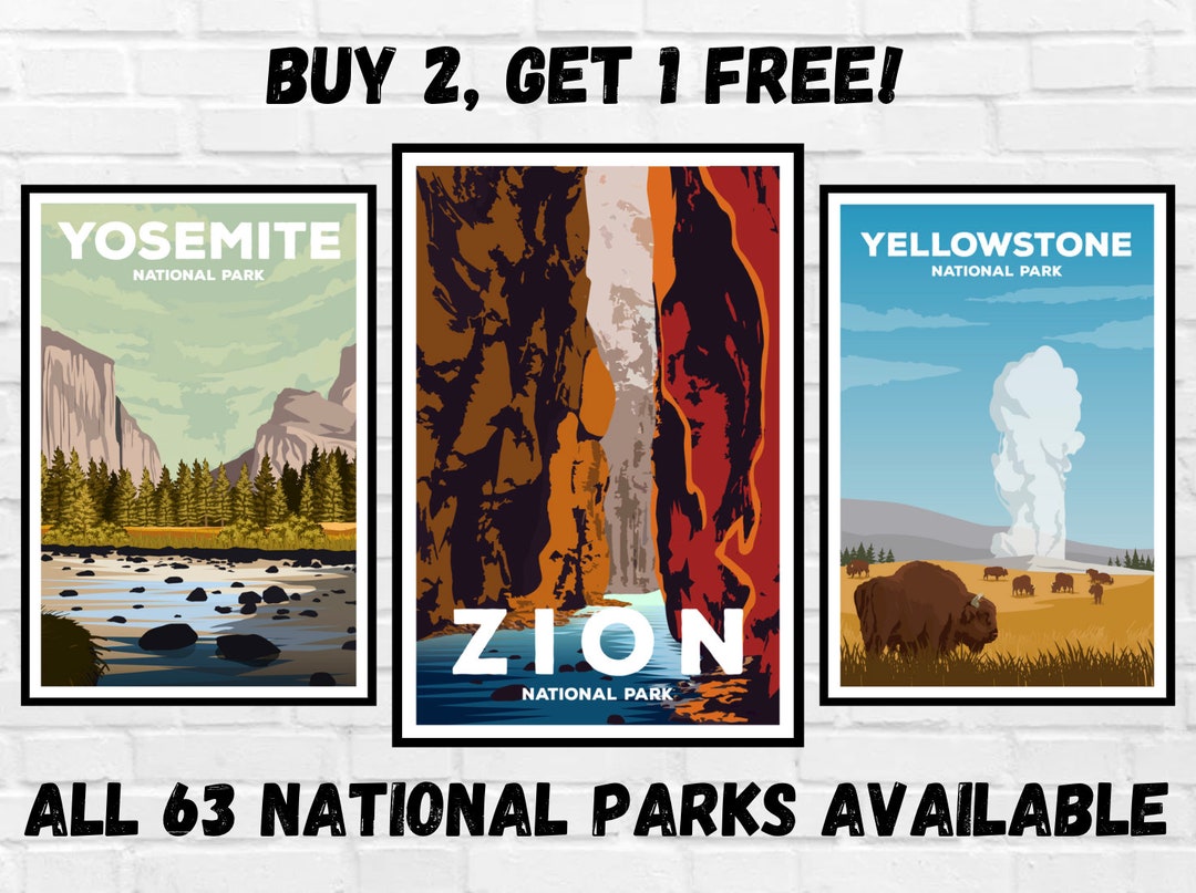 National Parks Posters! All 63 Prints Available Hiking Wall Art ...