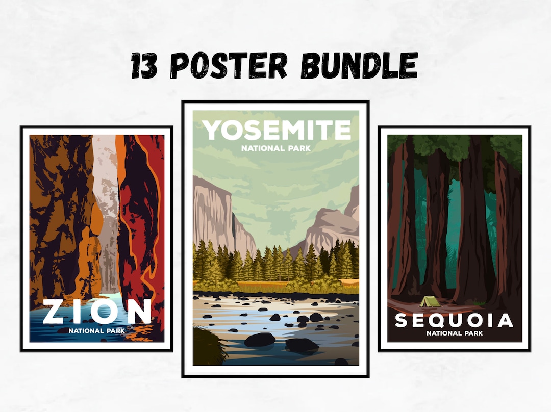 13 Poster Bundle Any 13 National Park Posters, National Park and Hiking ...