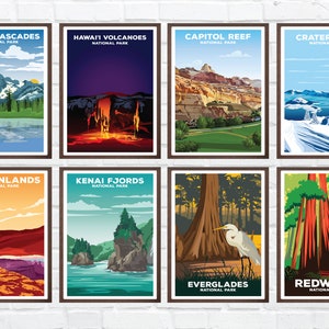 6 Poster Bundle Any 6 National Parks Posters Hiking Wall - Etsy