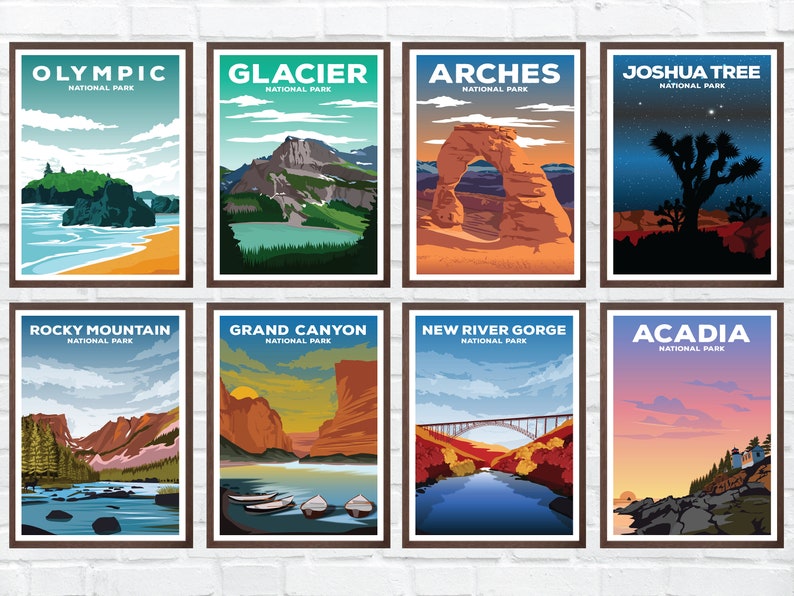 6 Poster Bundle Any 6 National Parks Posters Hiking Wall | Etsy