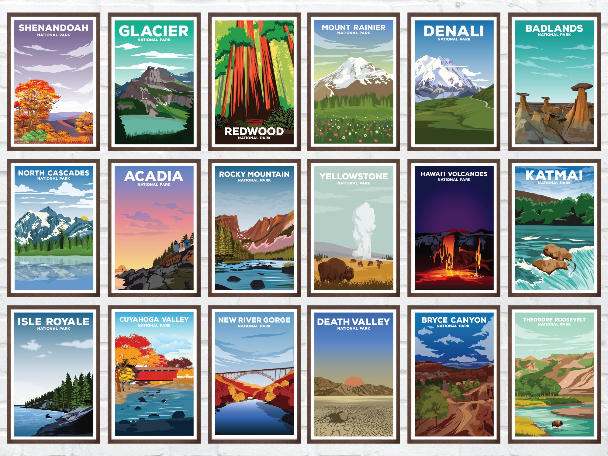 4 Poster Bundle Any 4 National Parks Posters Hiking Wall - Etsy