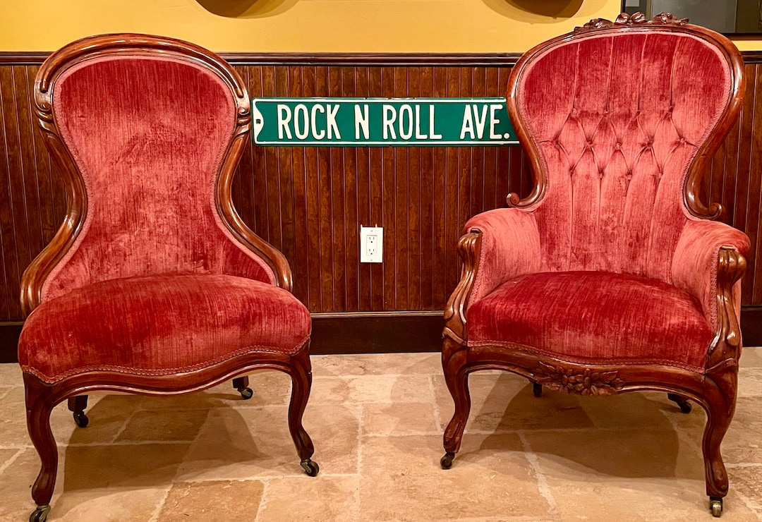 Antique Kimball King & Queen Matching Victorian Chairs - Hand Carved ...