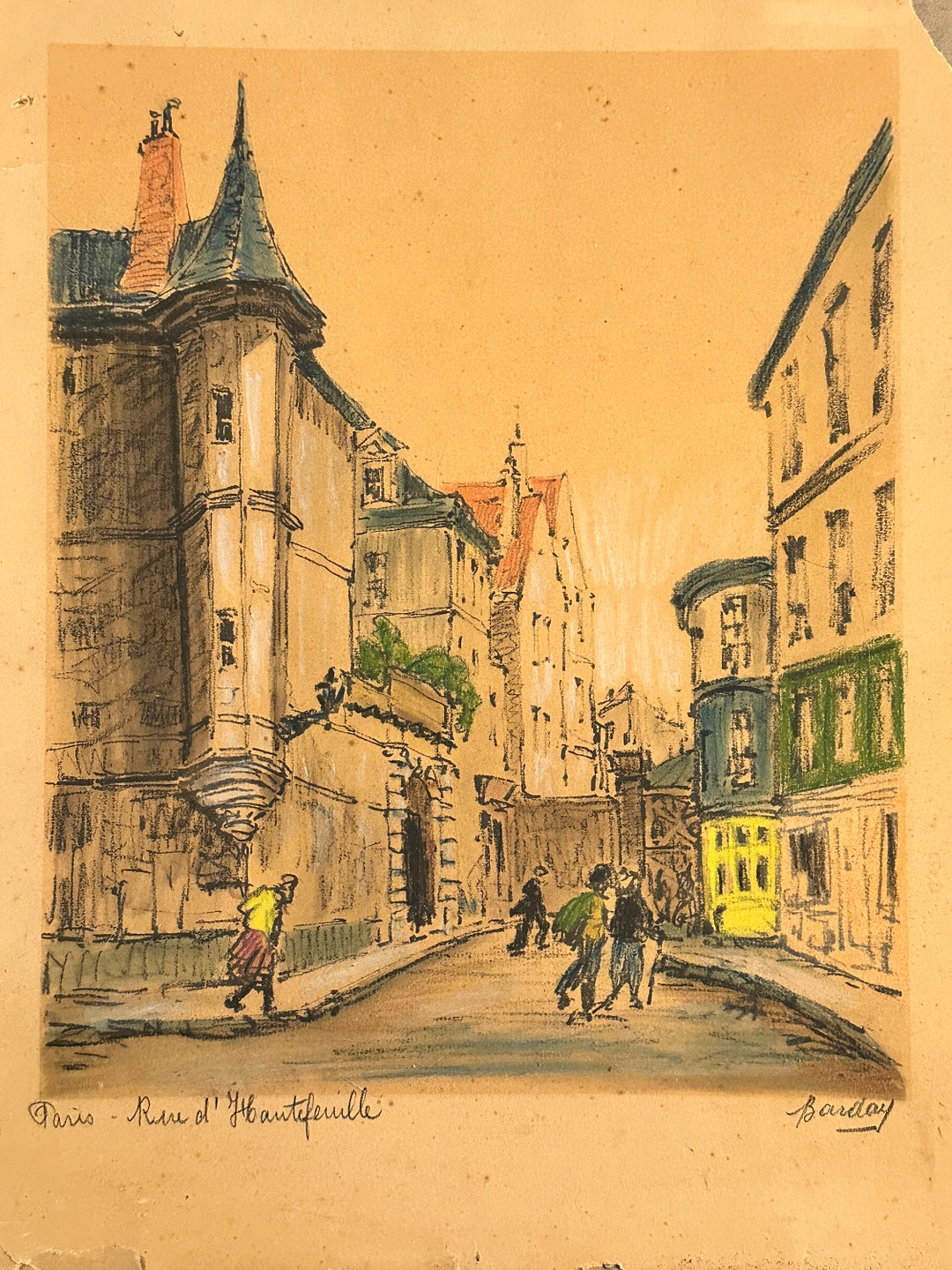 Original 1900s French Art Charcoal on Paper by Barday - Etsy