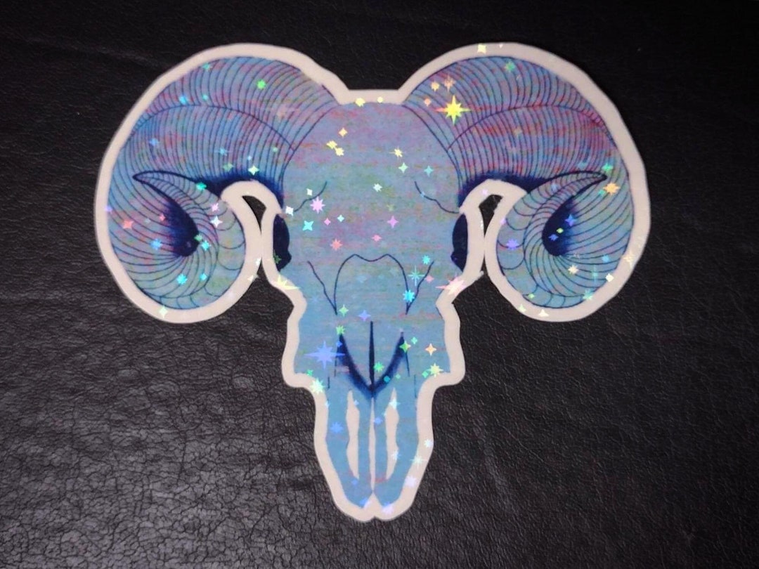 Cute Ram Skull Glitter Sticker - by Local Artist - Etsy