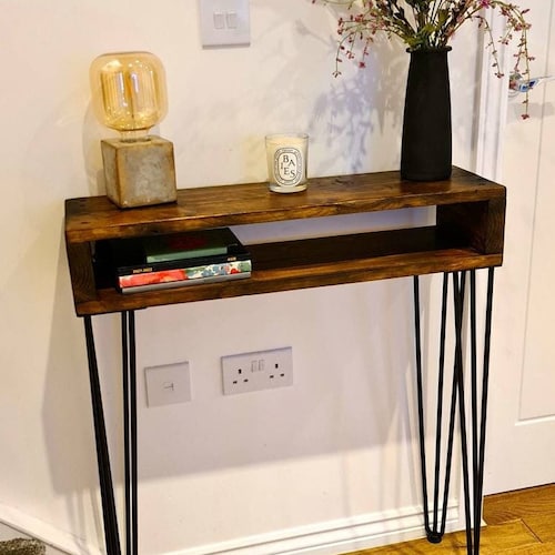 Rustic 4 Legs Wood Console Table With Hairpin Legs Rustic | Etsy UK