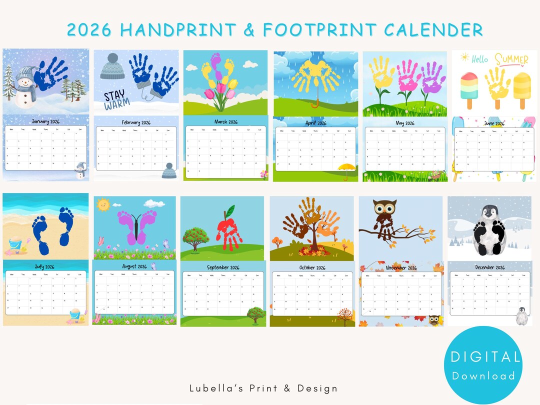 2026 Handprint & Footprint Calendar With Instructions (digital Download ...