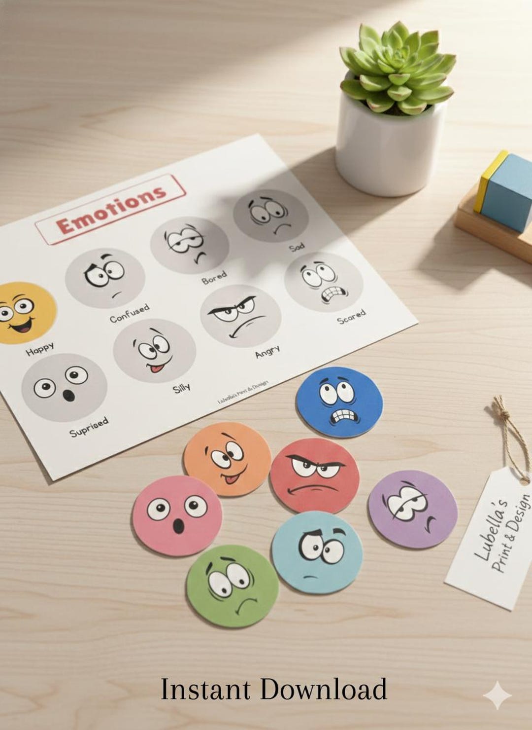 Emotions Matching Activity, Instant Download, Homeschool, Preschool ...