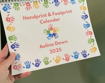 2025 Baby, Child Handprint or Footprint Calendar Template PDF, Ready to ...