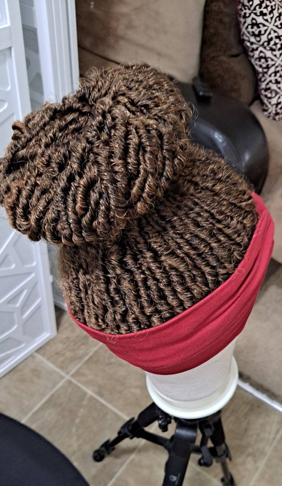 Faux Locs Updo Headband Wig, Nu Locs Head Band Wig, Head Band Bun Wig ...