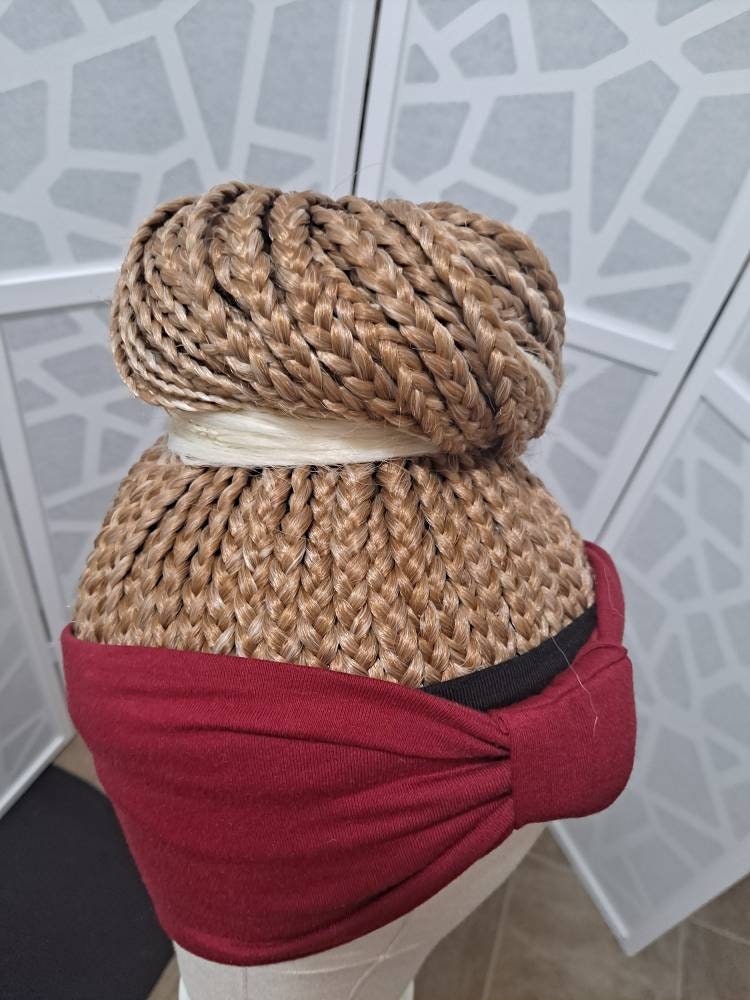 Braided Bun Updo Wig, Headband Wig, Bun Wig, Hair Loss Wig, Alopecia ...