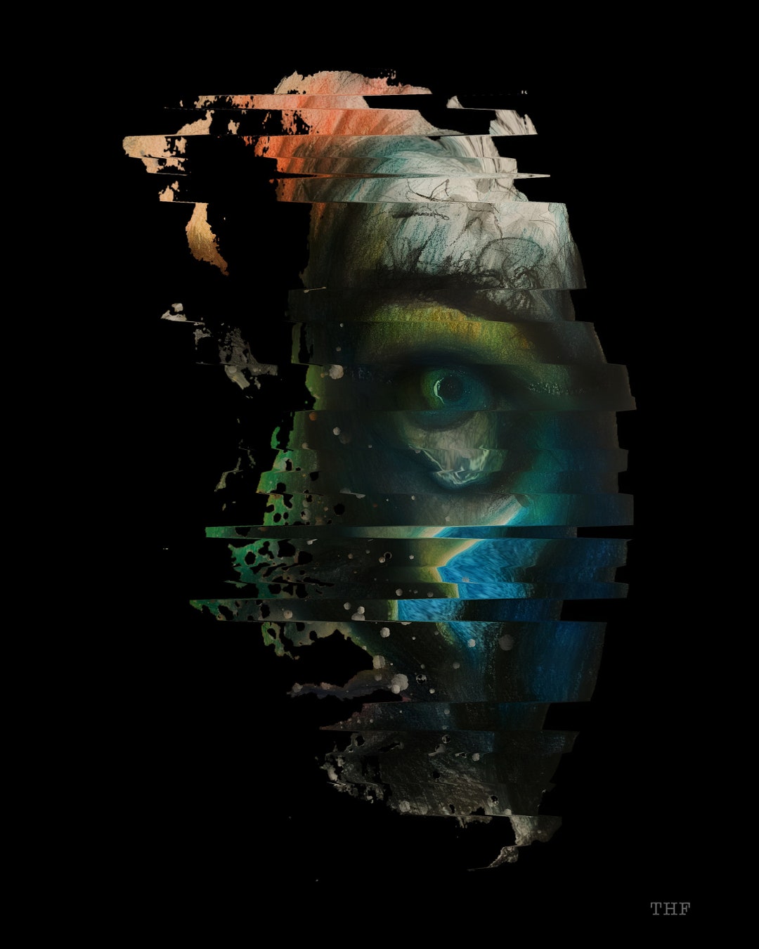 Glitch Face Set of 3 Digital Art Prints 5x7 8x10 11x14 - Etsy