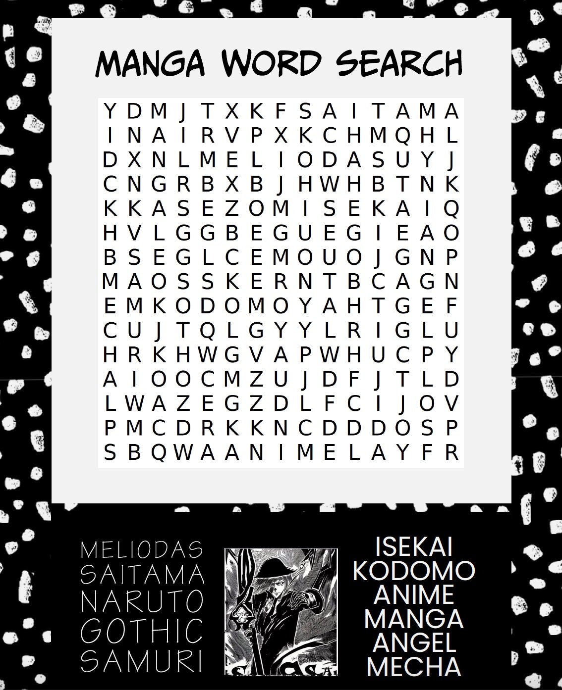 Manga Word Search - Etsy