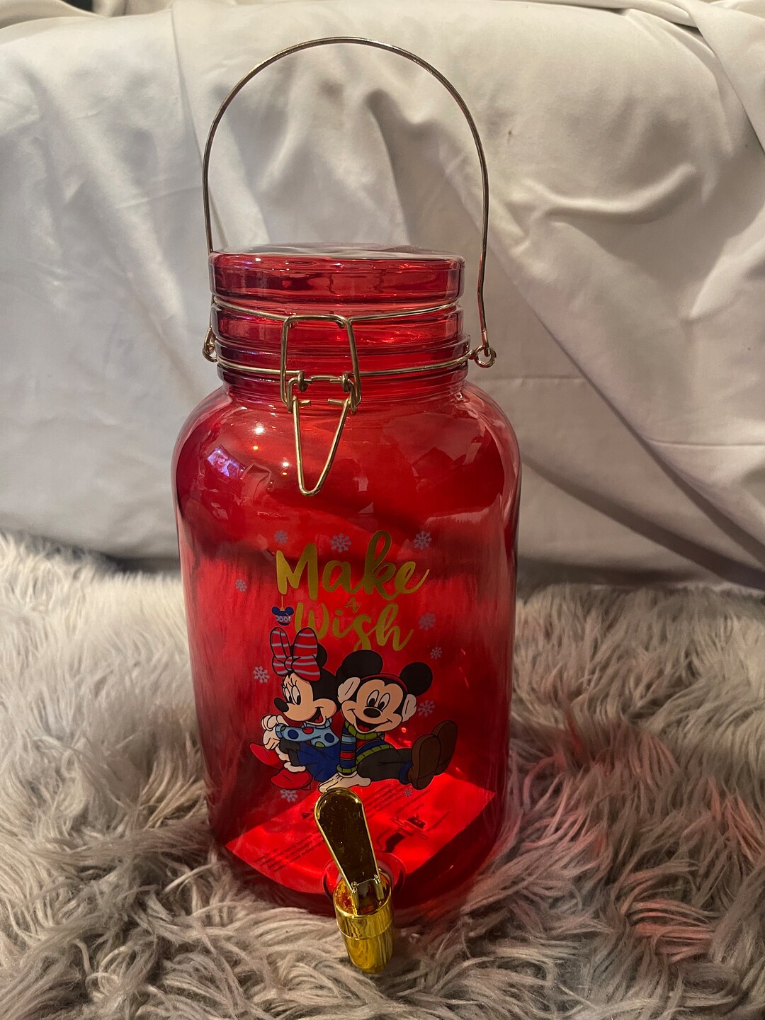 Disney Holiday Time Mickey & Minnie Drink Dispenser, Xmas Decor, Indoor ...