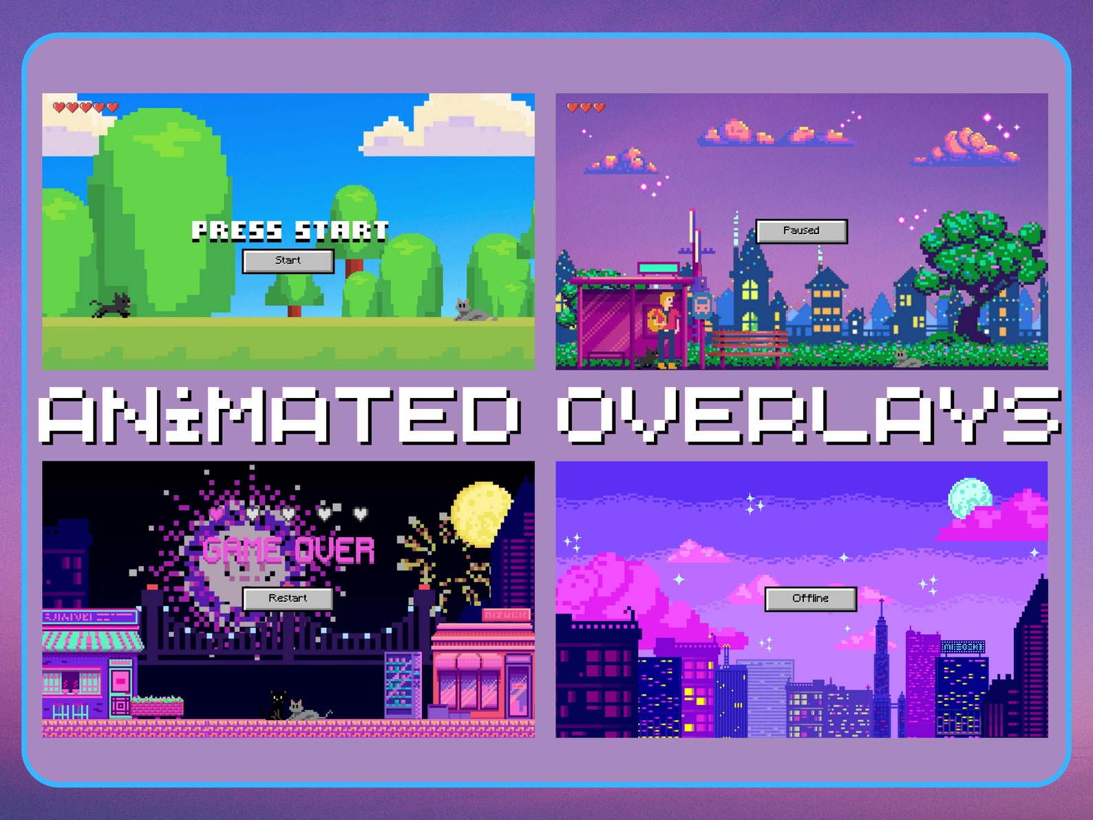 Animated Pixel Stream Twitch Scenes | Pixel Twitch Stream Overlays ...