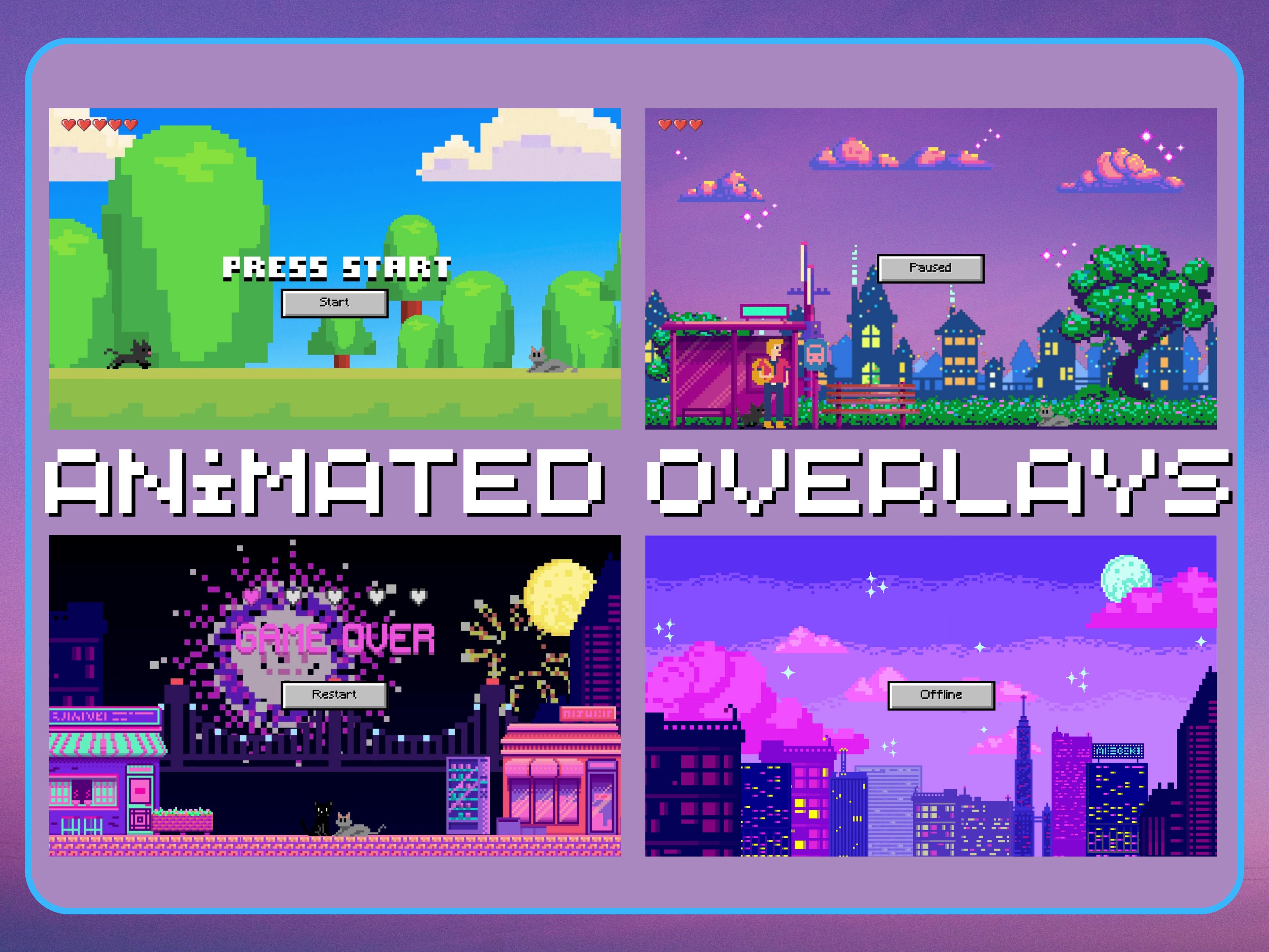 Animated Pixel Stream Twitch Scenes | Pixel Twitch Stream Overlays ...