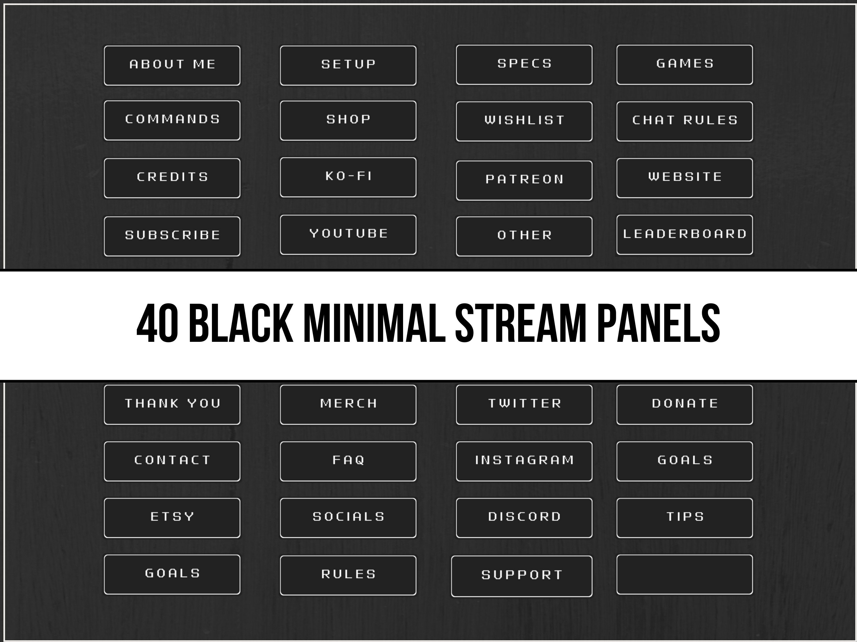 Black Minimal Panels - Basic Black Twitch Panels - Simple Minimal ...