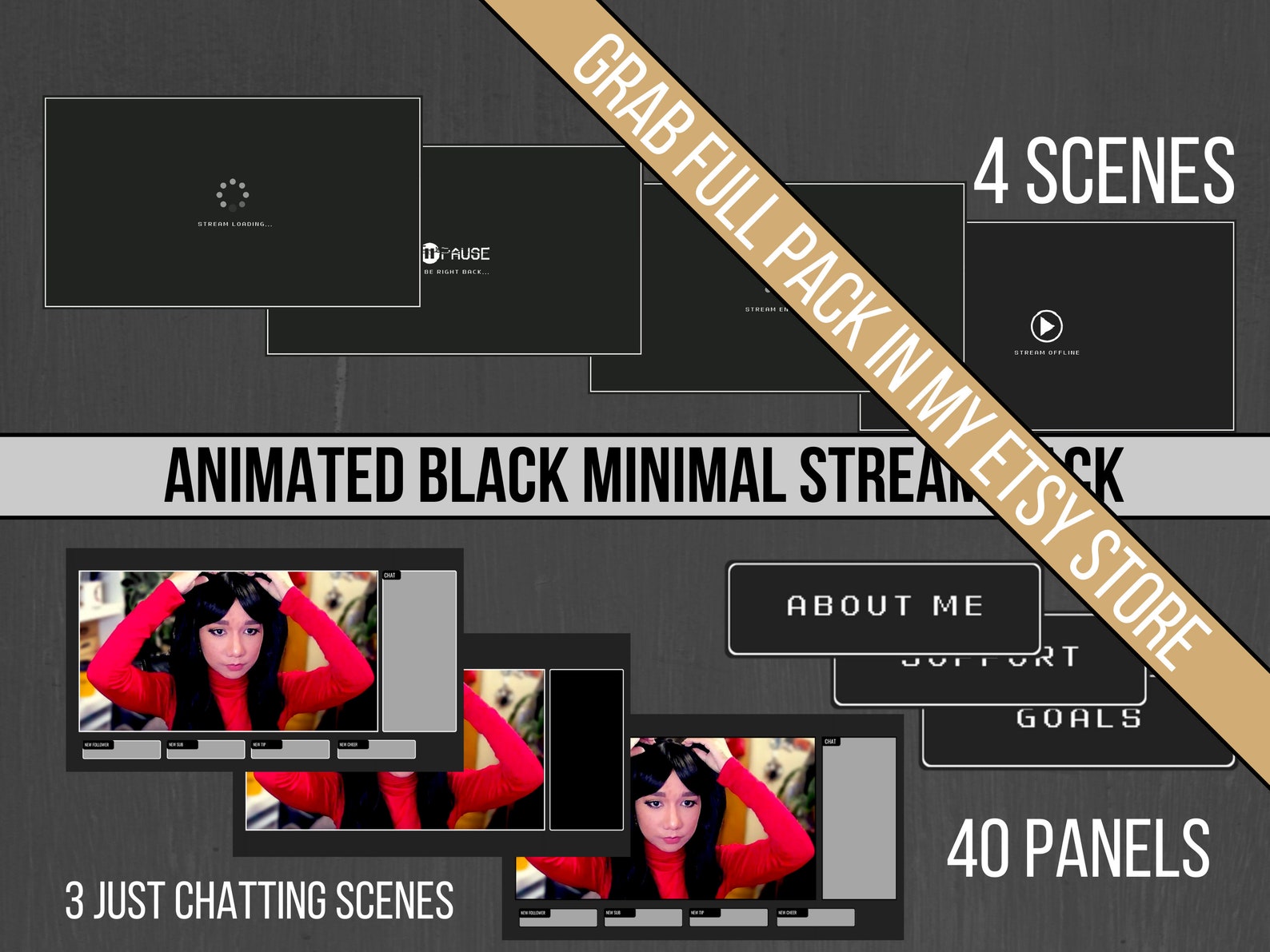 Black Minimal Panels Basic Black Twitch Panels Simple Minimal Stream ...